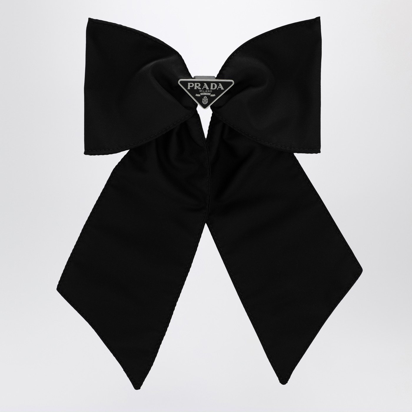 Prada Black bow hair clip with logo | TheDoubleF