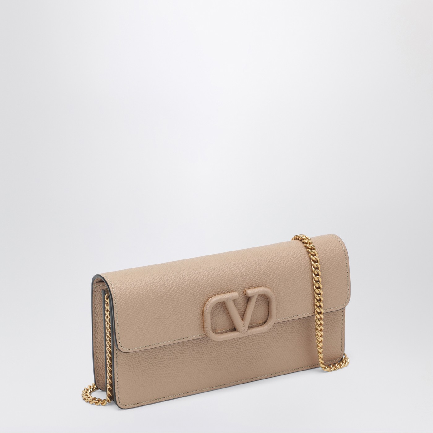 Valentino Garavani Vlogo pink leather wallet with chain | TheDoubleF