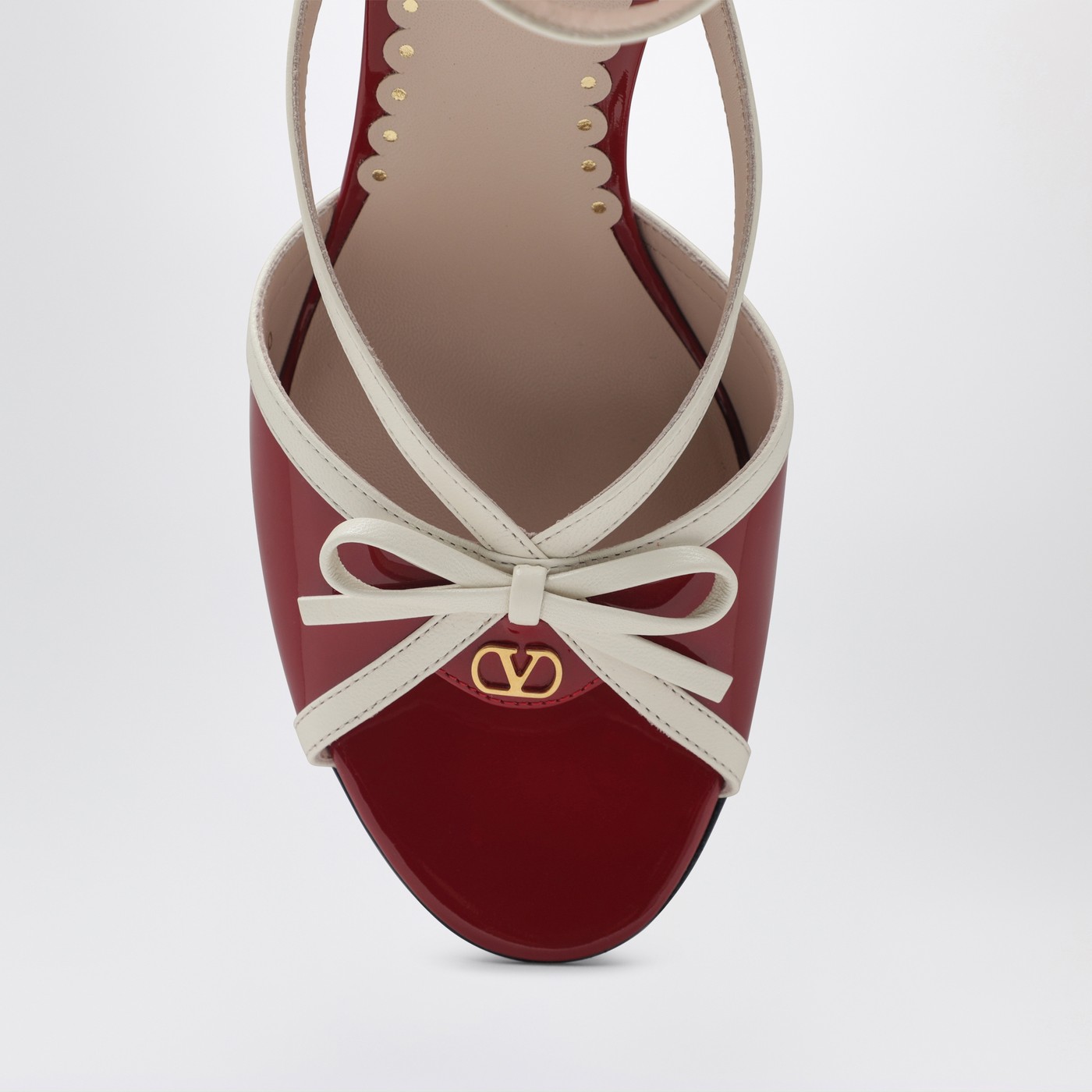 Valentino Garavani Bepointy sandal red/ivory in patent leather and ...