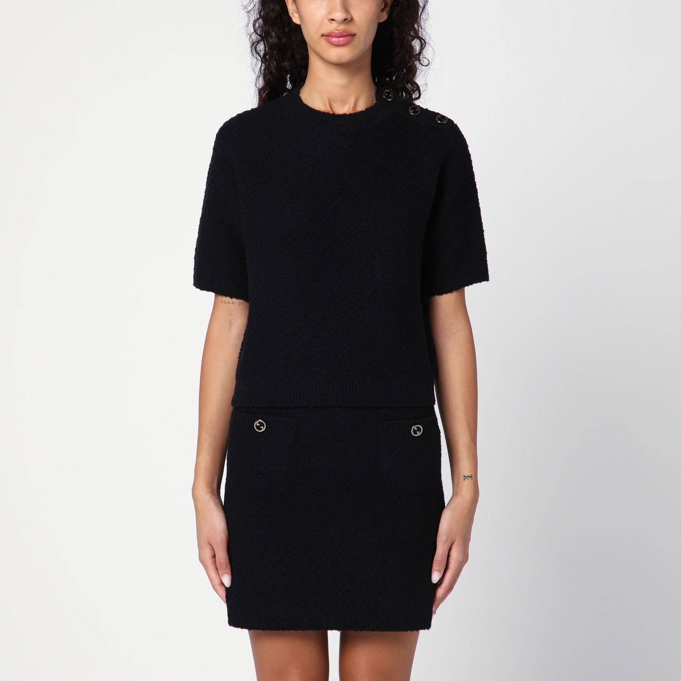 GUCCI Maglia nera in lana bouclé | TheDoubleF