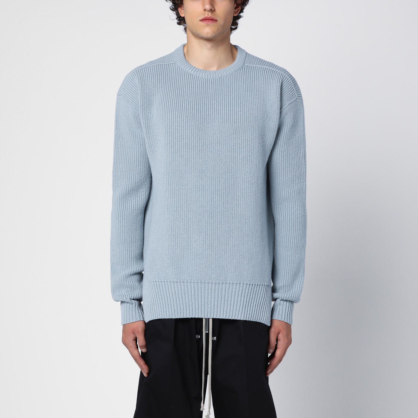 Rick Owens Light blue wool crew-neck sweater | TheDoubleF