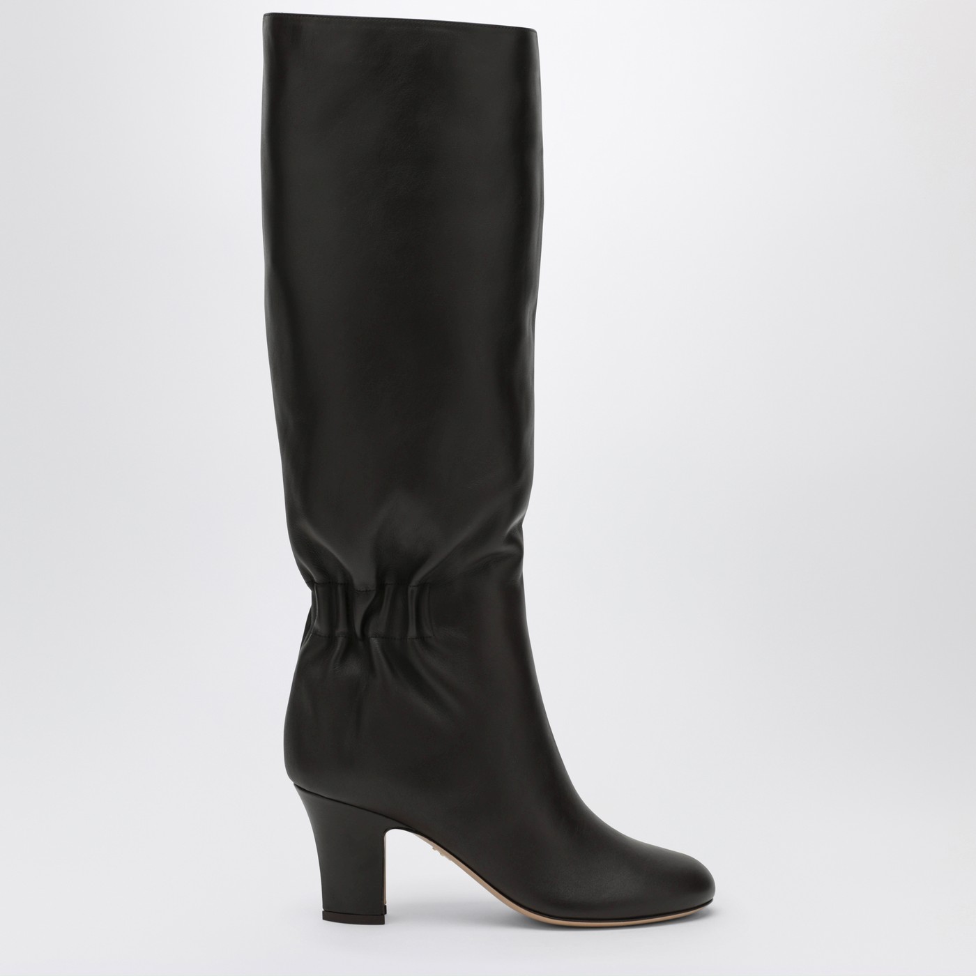 Ferragamo Ruched Boots in Dark Brown Leather | TheDoubleF
