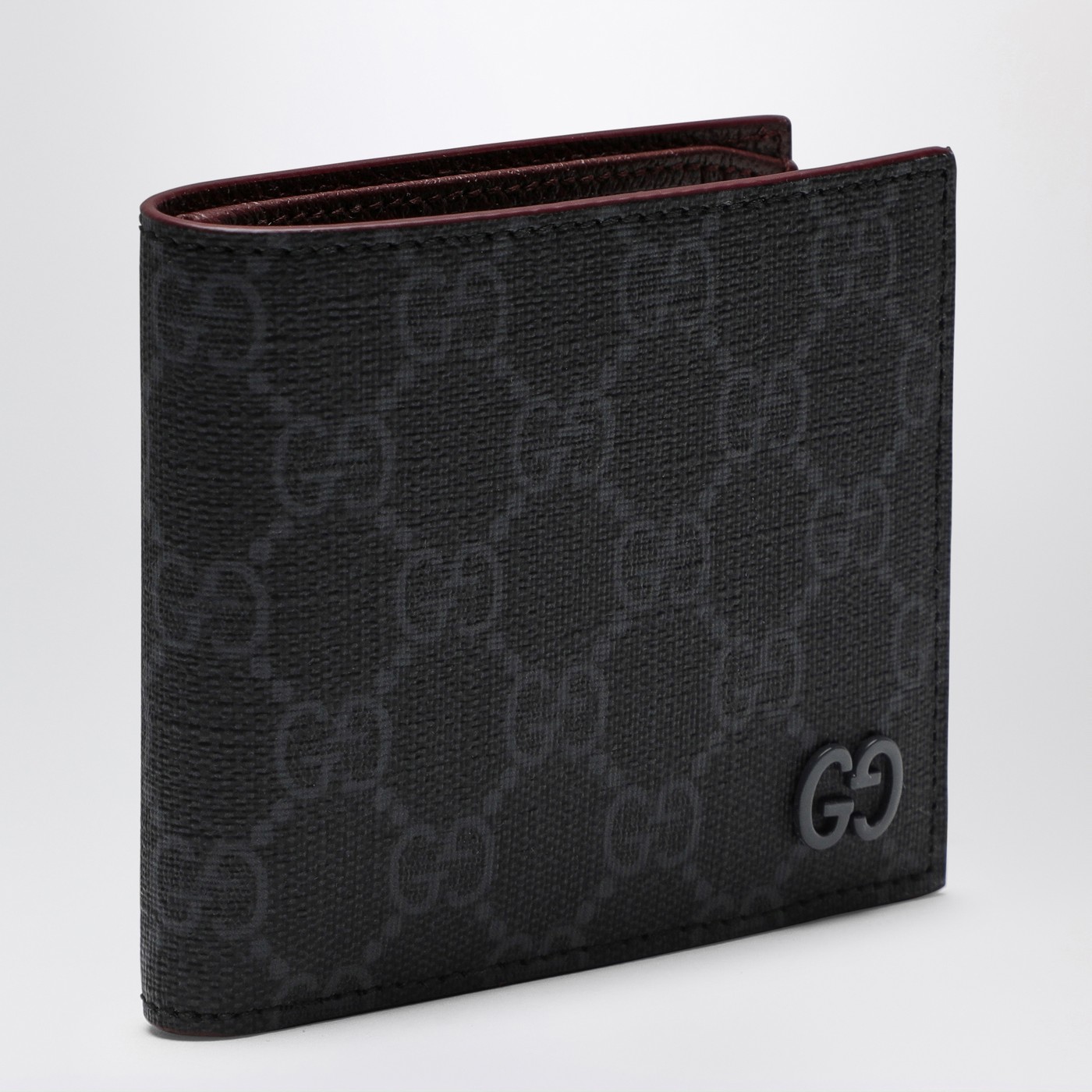 GUCCI GG Supreme black/burgundy fabric wallet | TheDoubleF