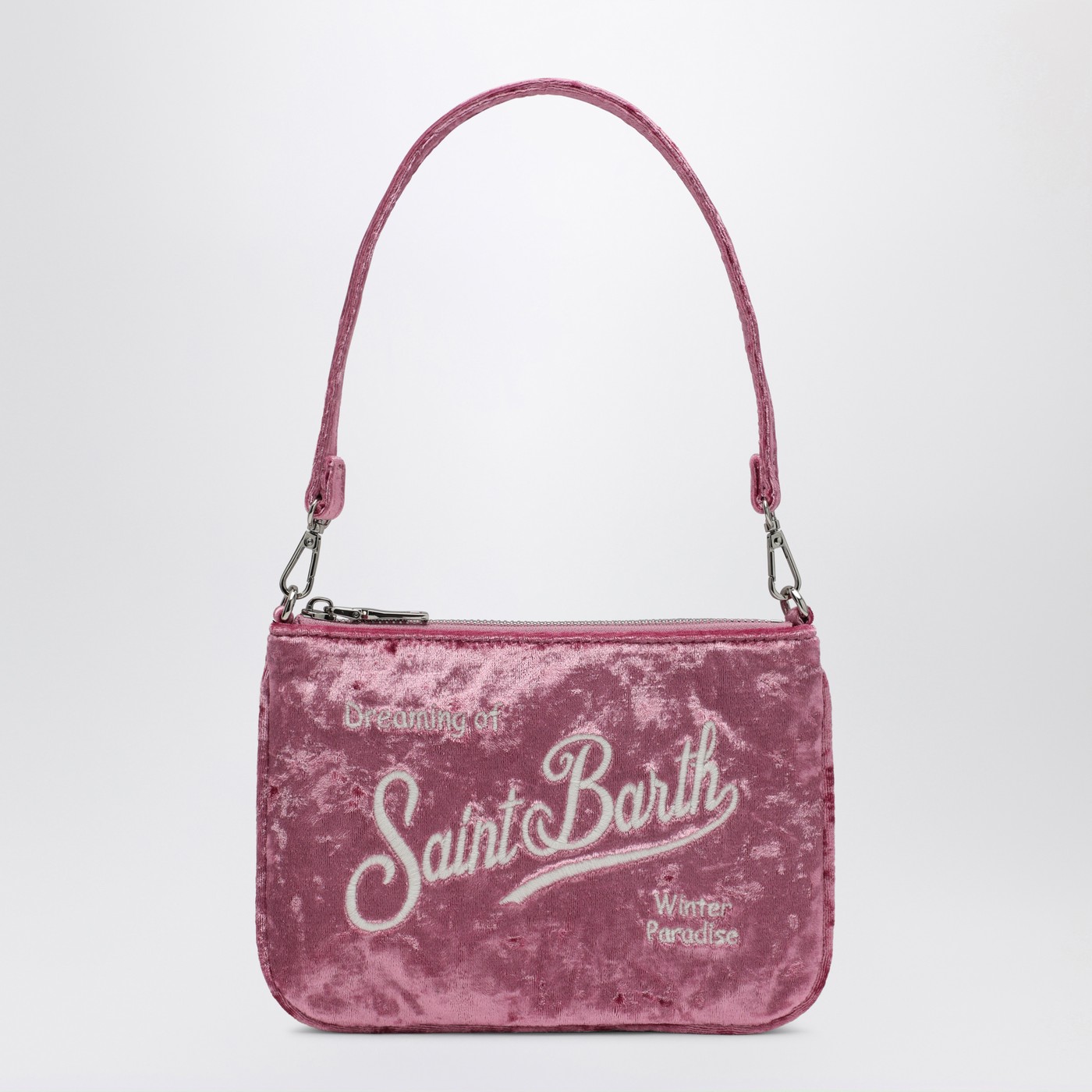 MC2 Saint Barth Pouch Parisienne pink in velvet | TheDoubleF