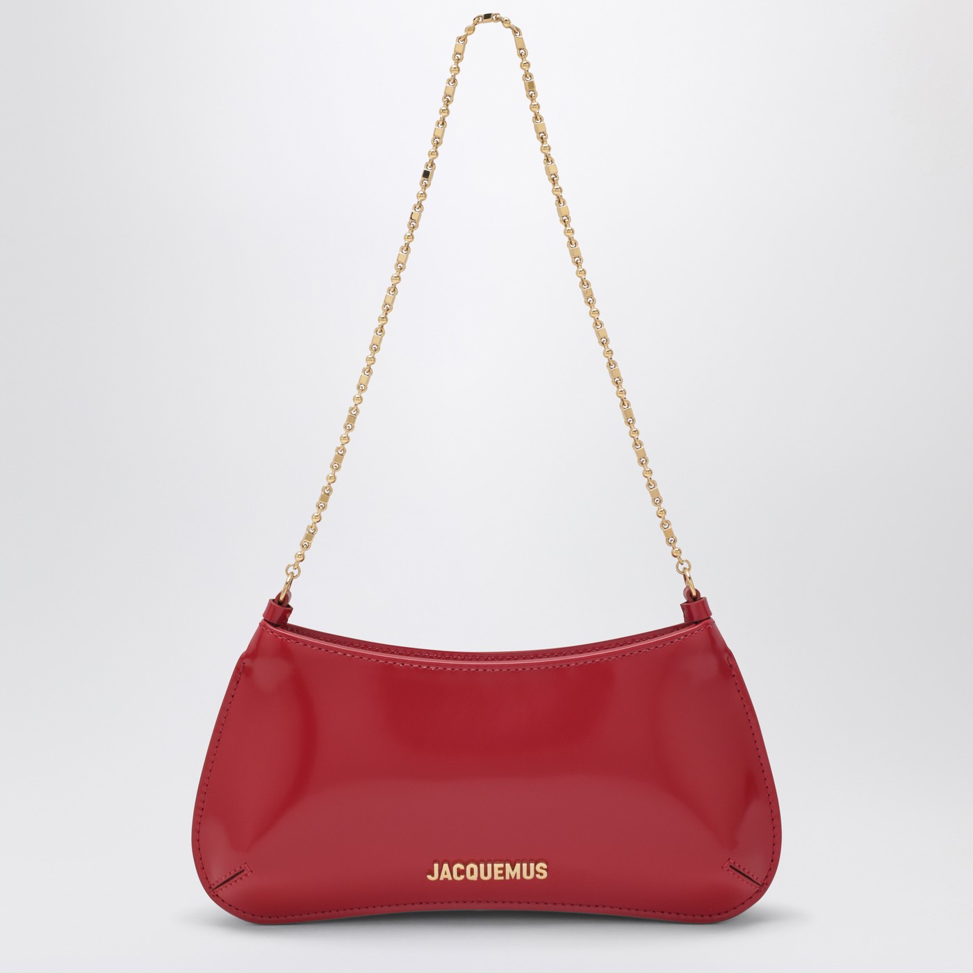 JACQUEMUS Le Bisou Chaine patent leather red bag | TheDoubleF