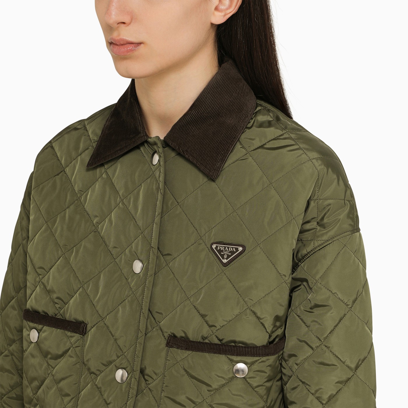 Prada Military green quilted jacket with logo | TheDoubleF