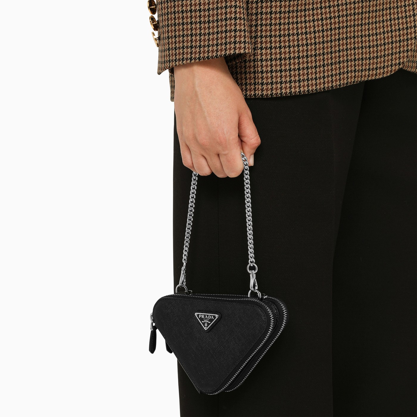 Prada Black Saffiano leather mini pouch | TheDoubleF
