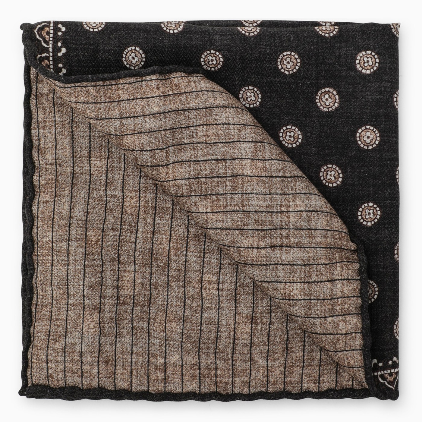 Brunello Cucinelli Silk scarf with black/cigar pattern | TheDoubleF