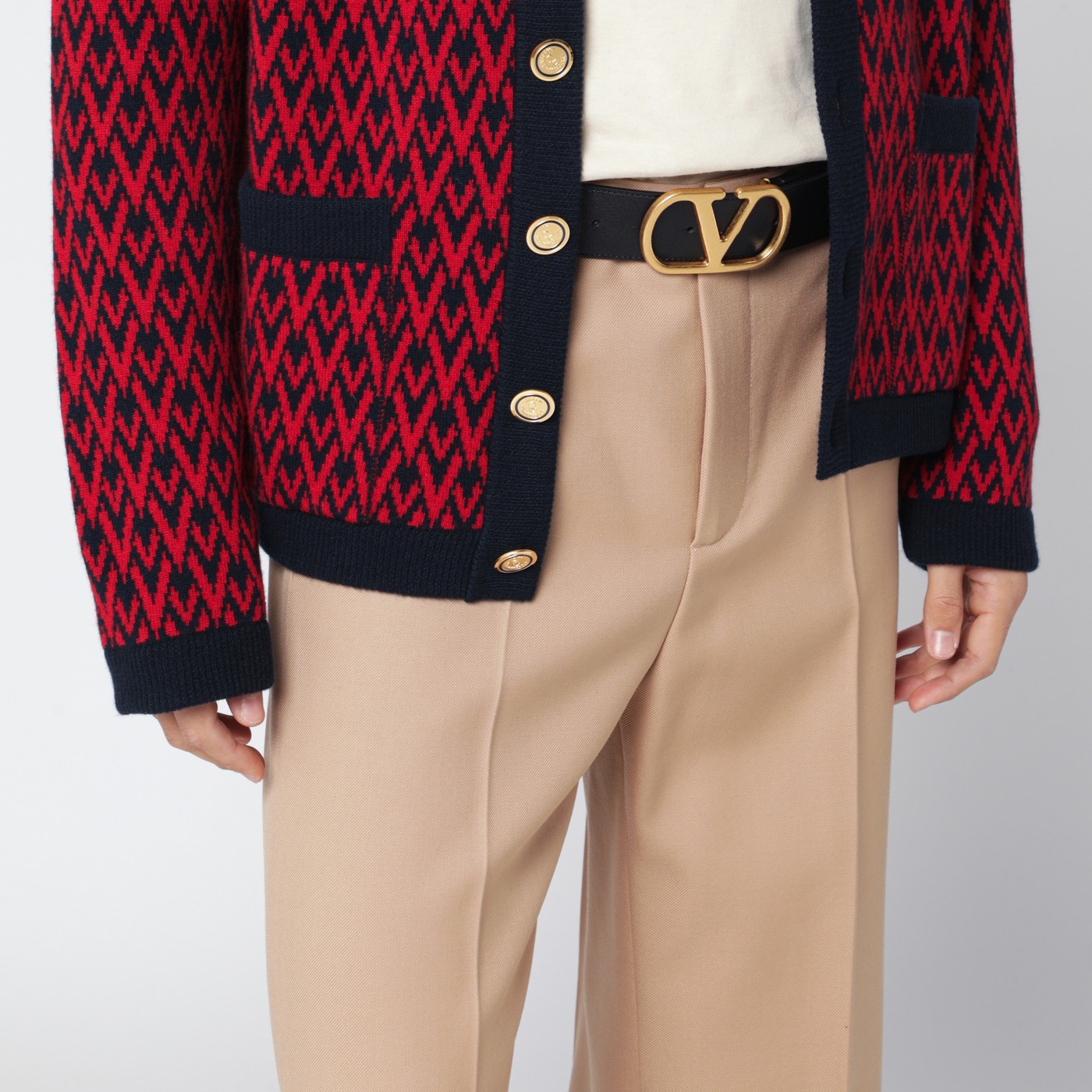 Valentino Garavani VLogo black/gold leather belt | TheDoubleF