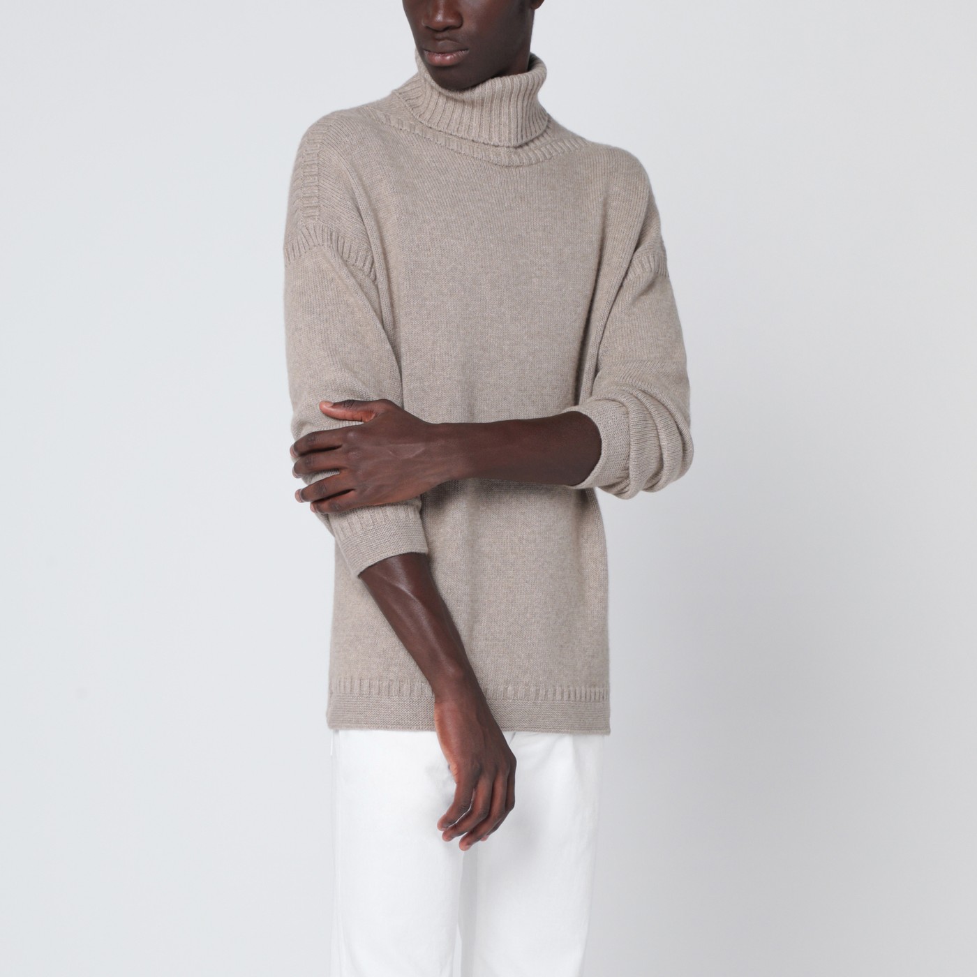 Loro Piana Greige cashmere turtleneck sweater | TheDoubleF