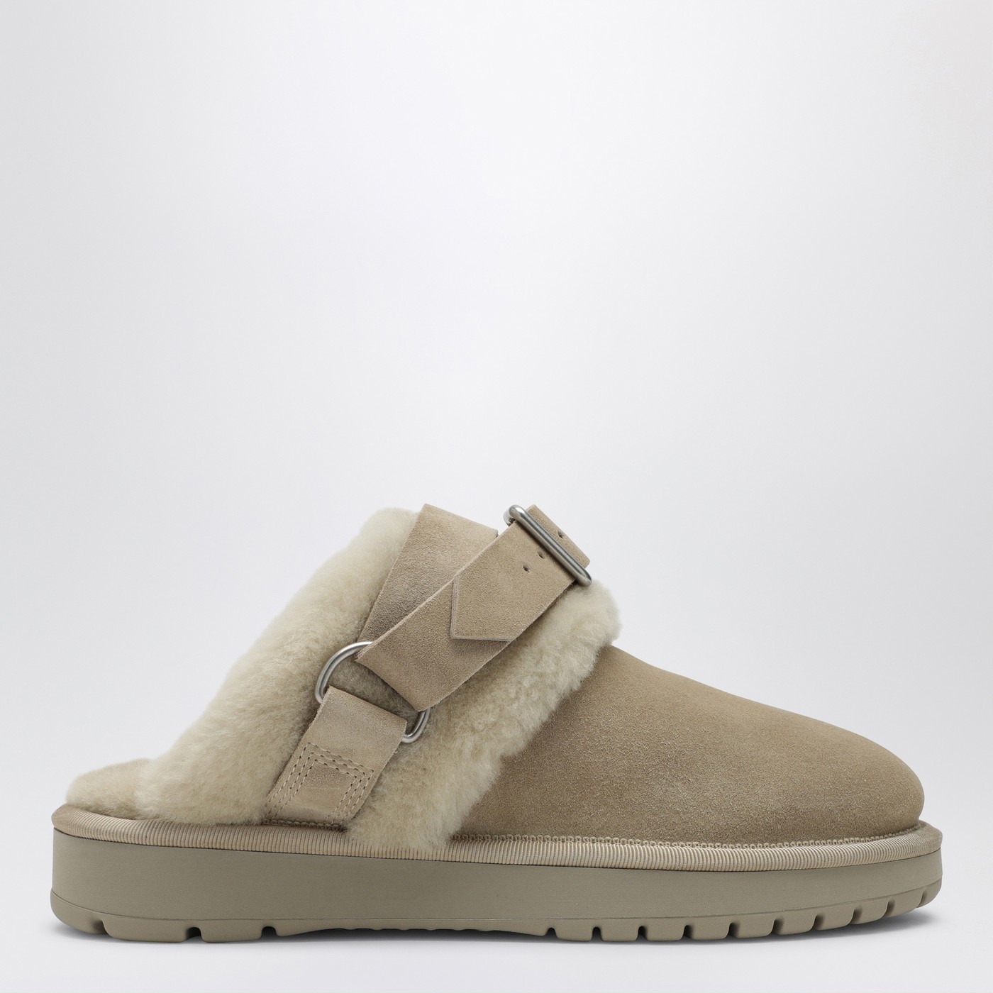 Burberry Chubby mule in suede and beige shearling | TheDoubleF