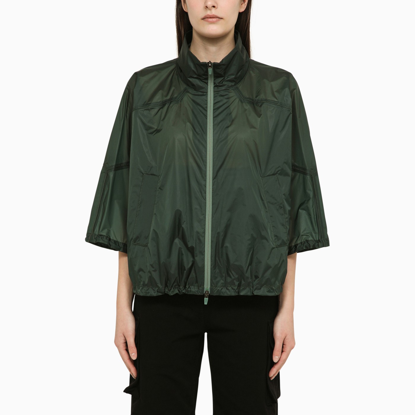 HERNO Forest green waterproof jacket with zip | TheDoubleF