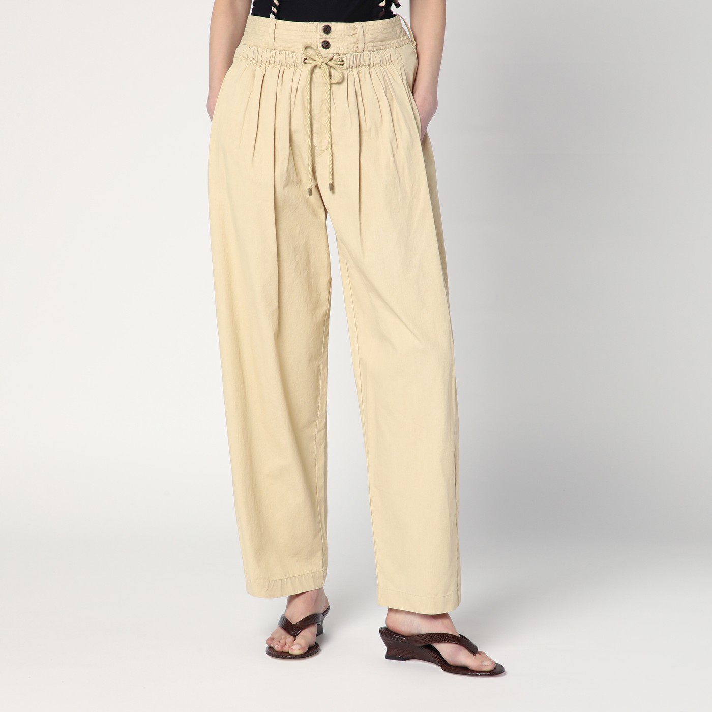 ISABEL MARANT Wide Inaya trousers écru with gathers | TheDoubleF