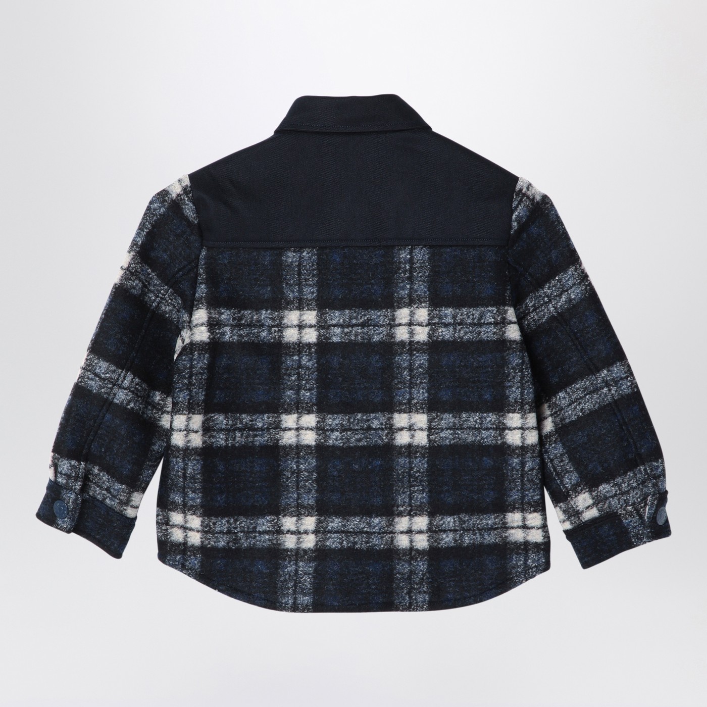 KENZO Navy blue chequered shirt in wool blend | TheDoubleF