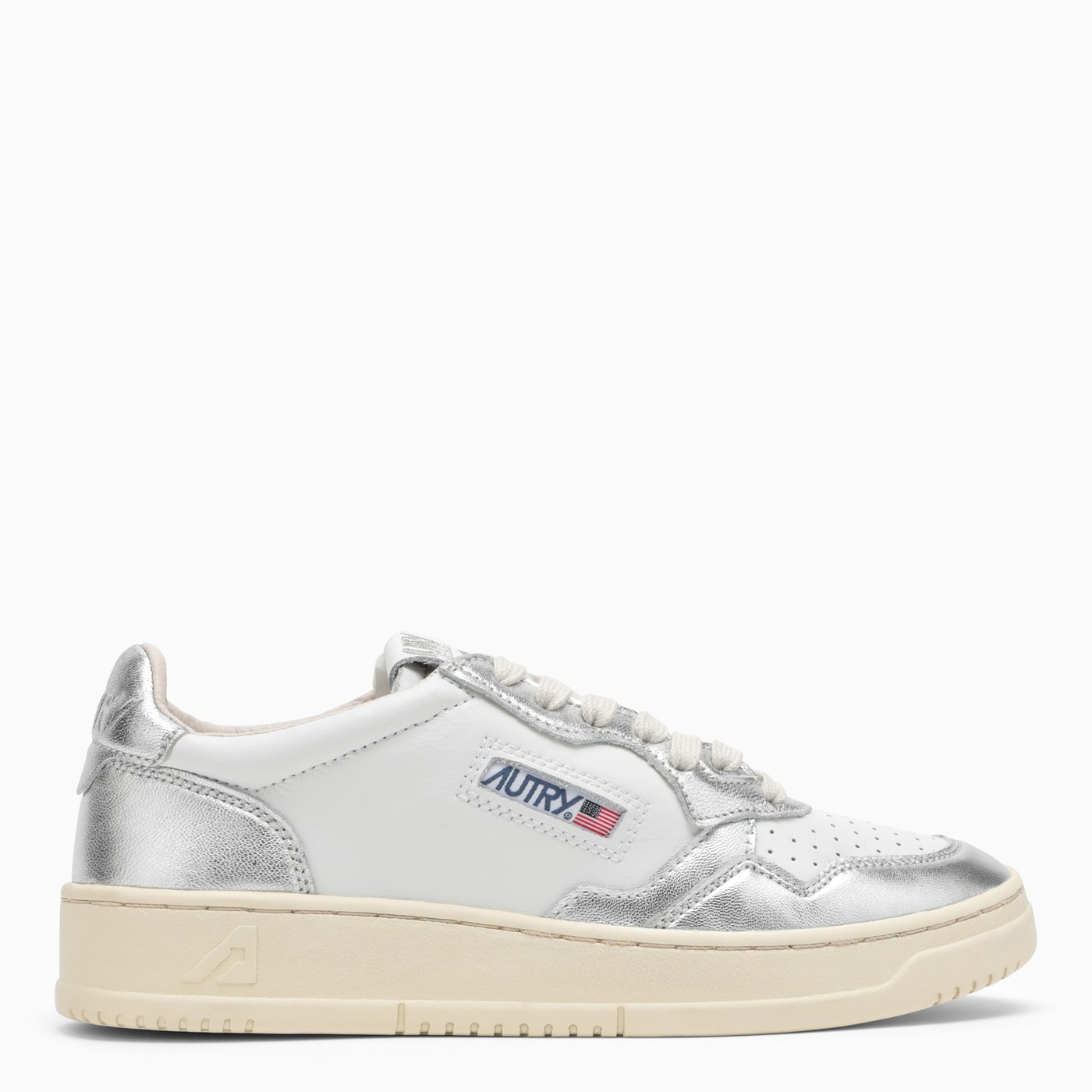 AUTRY Basket Medalist blanche/argent en cuir | TheDoubleF
