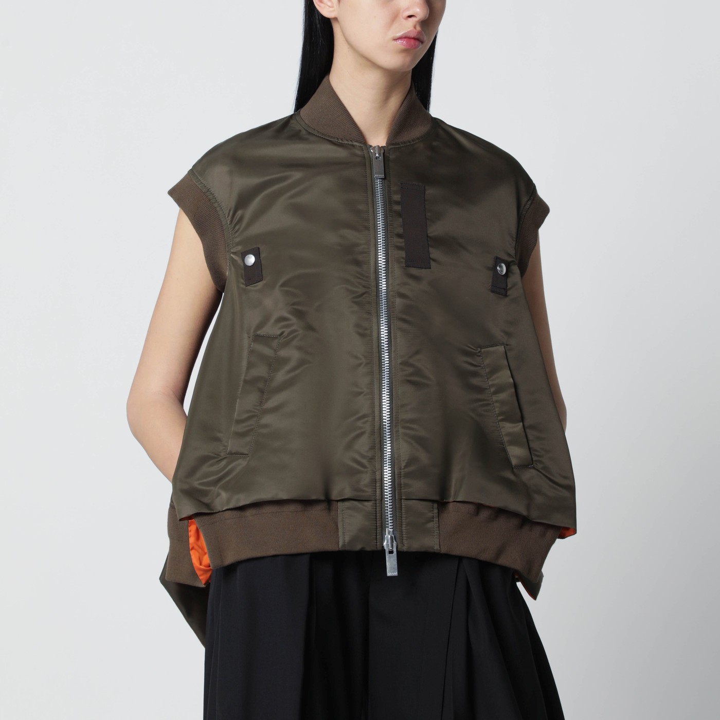 Sacai Khaki green nylon vest | TheDoubleF