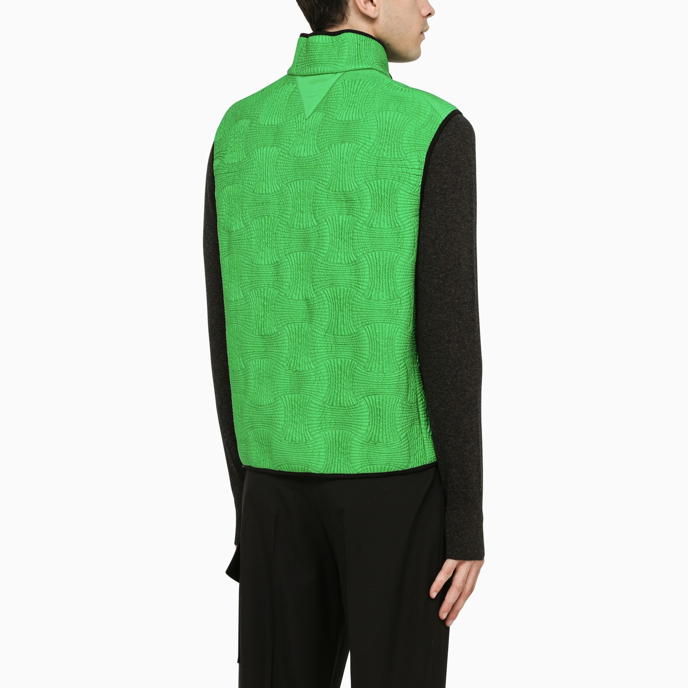 Bottega Veneta Green Woven Nylon Gilet Thedoublef