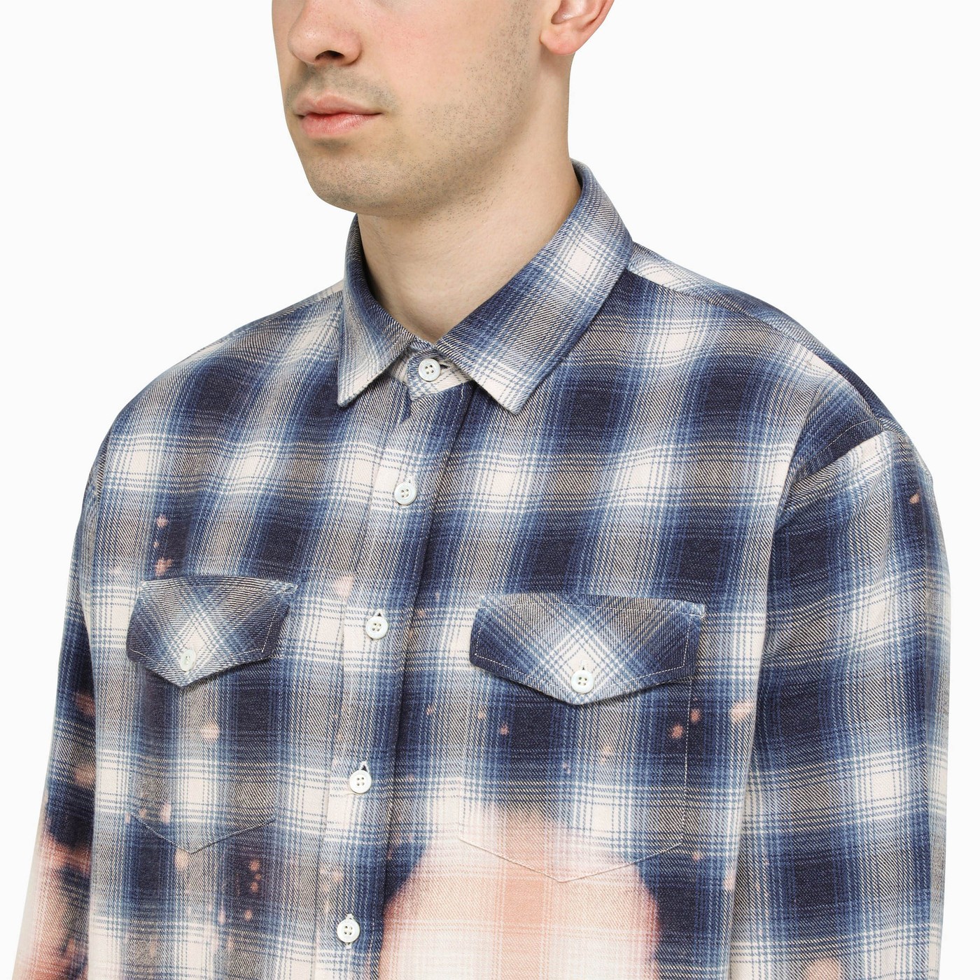 1989 STUDIO Bleached blue checkered shirt | TheDoubleF