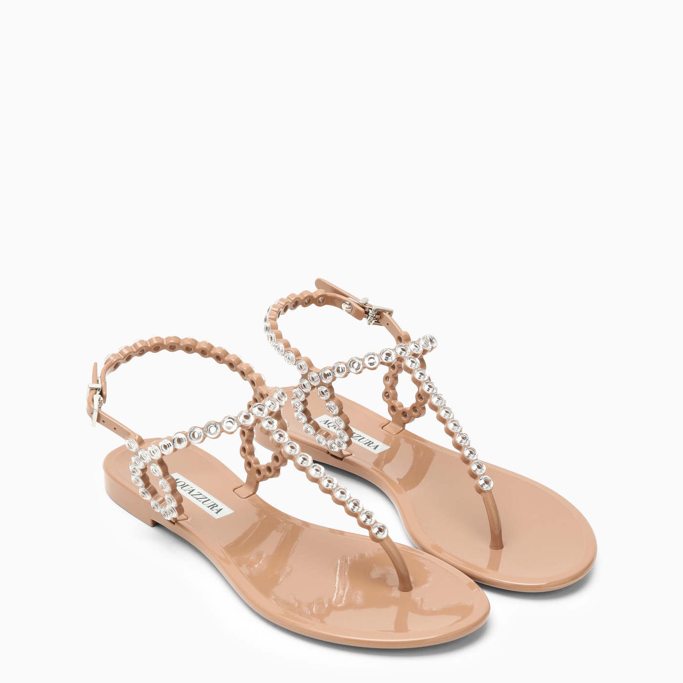 Aquazzura Almost Bare Powder pink sandal with crystals | TheDoubleF