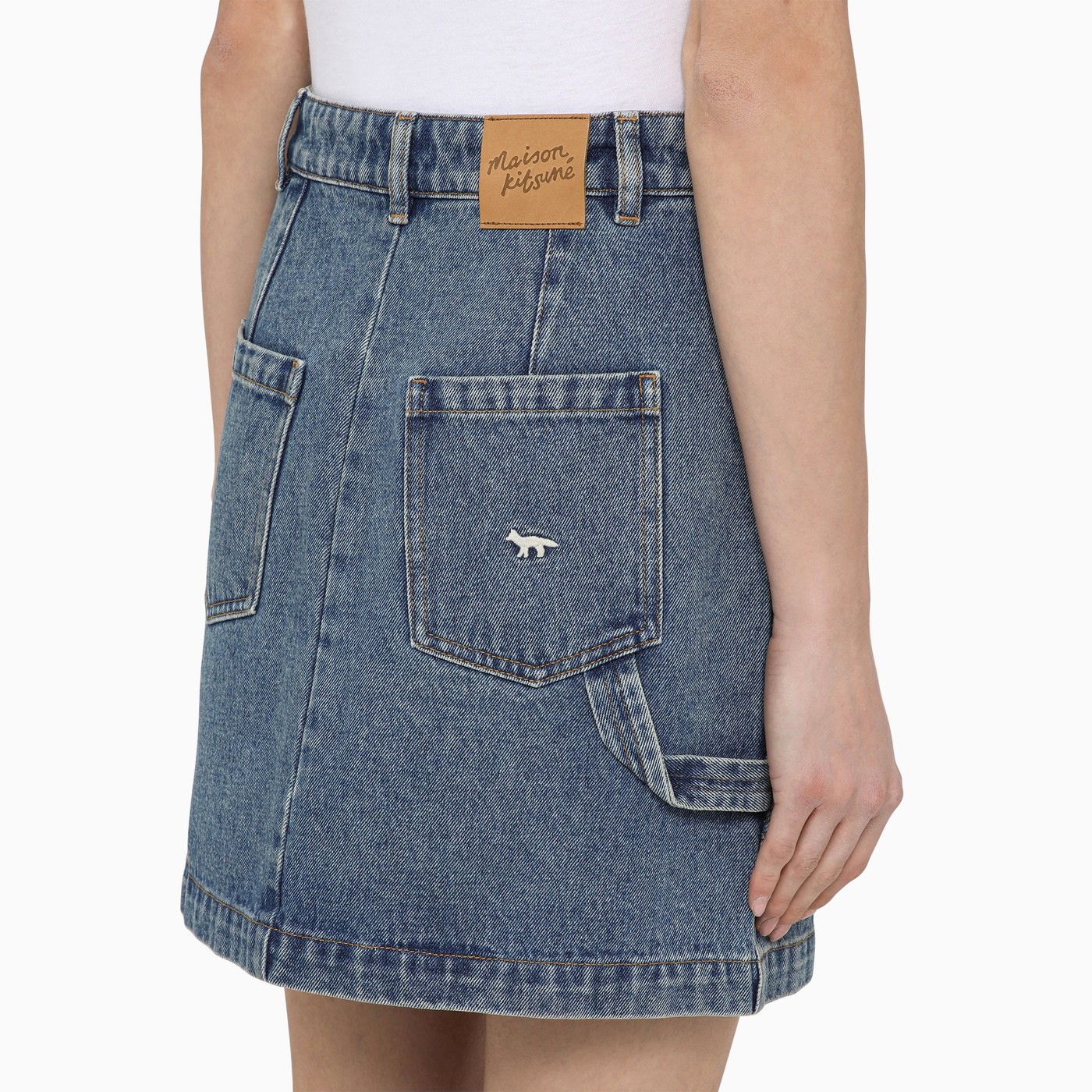 Maison Kitsuné Indigo blue denim miniskirt | TheDoubleF