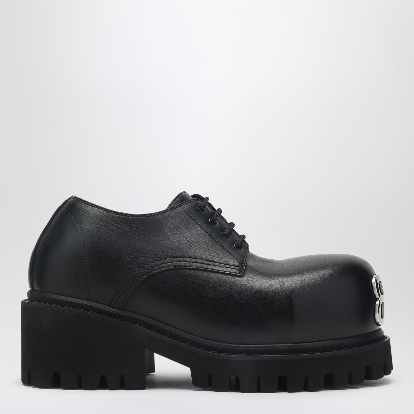 Balenciaga Black leather Derby Stomper shoe | TheDoubleF