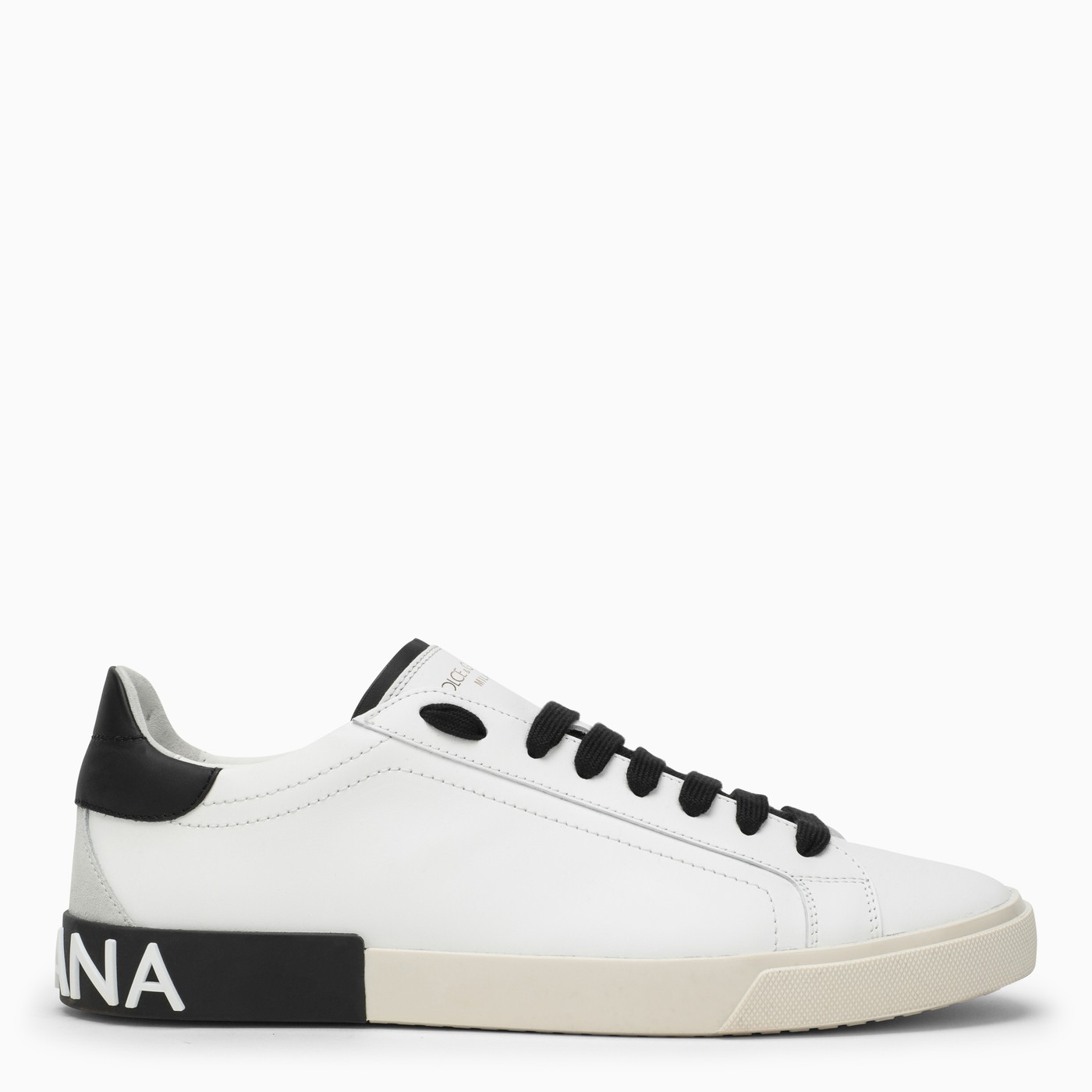 Dolce&Gabbana Portofino Vintage white/black leather trainer | TheDoubleF