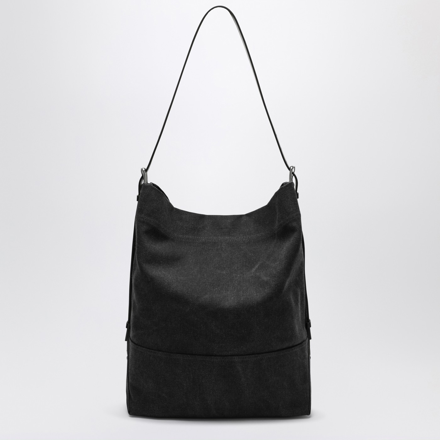 LEMAIRE Ash-black belted tote bag in cotton canvas | TheDoubleF