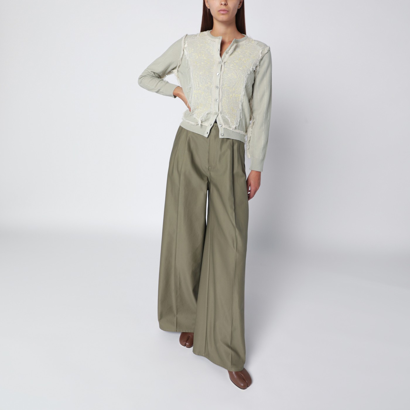 Maison Margiela Light green wool cardigan | TheDoubleF