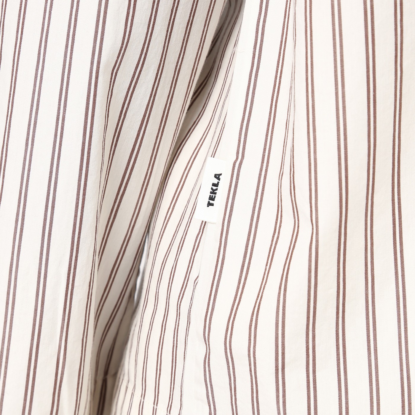 Tekla Beige striped pyjama shirt | TheDoubleF