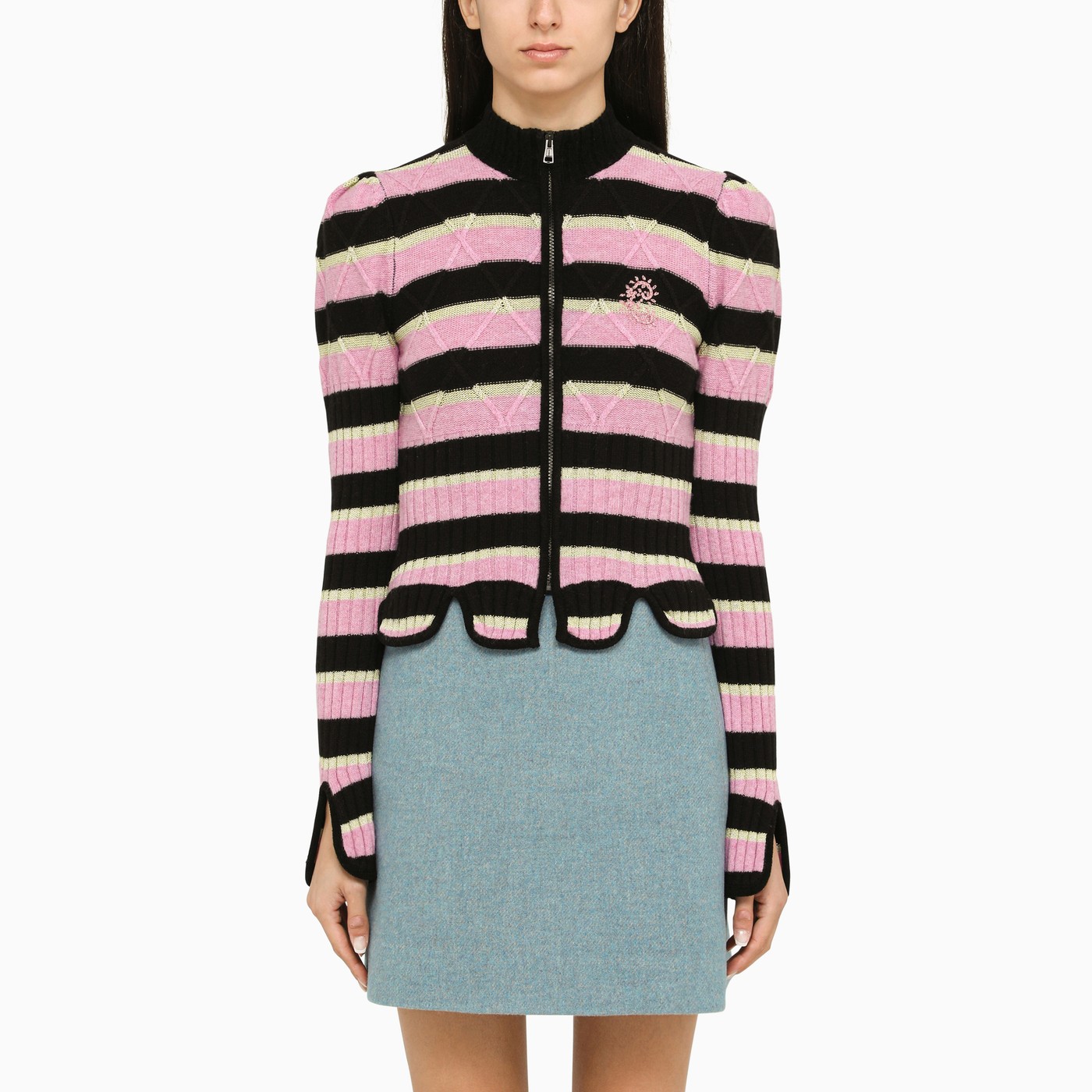 CORMIO Pink/black wool cardigan | TheDoubleF