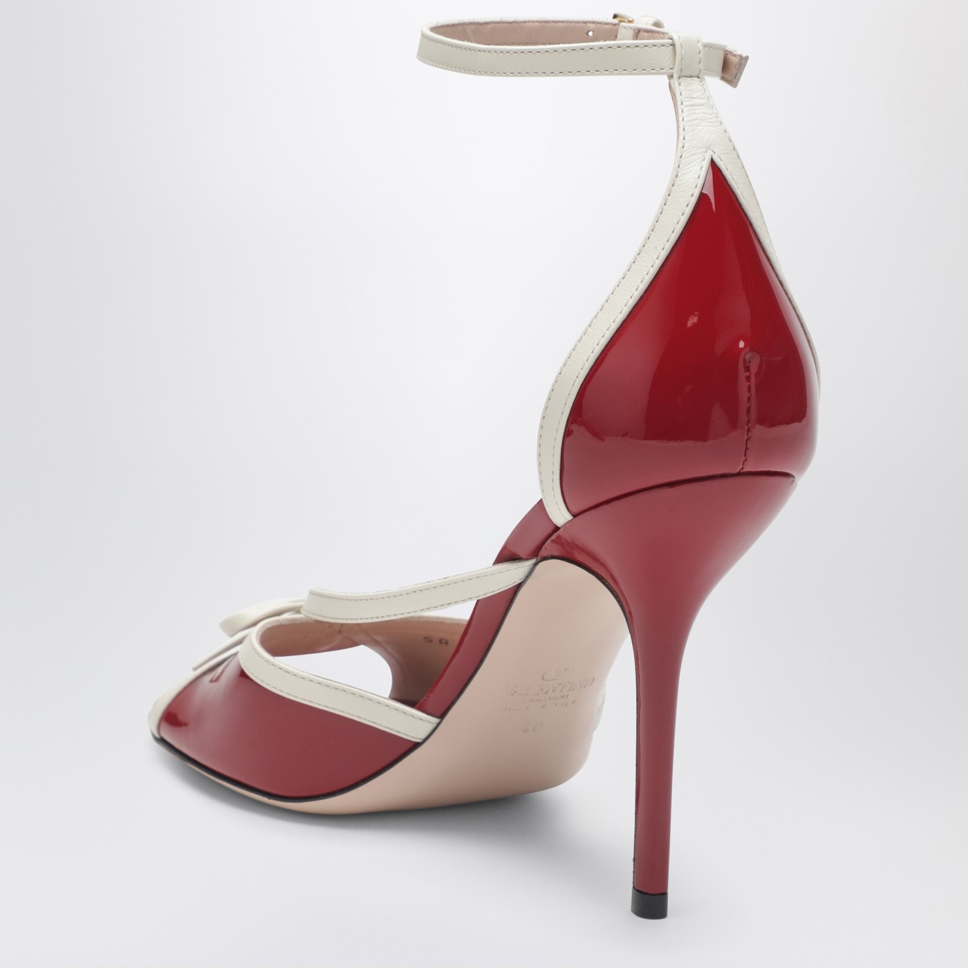 Valentino Garavani Bepointy sandal red/ivory in patent leather and ...