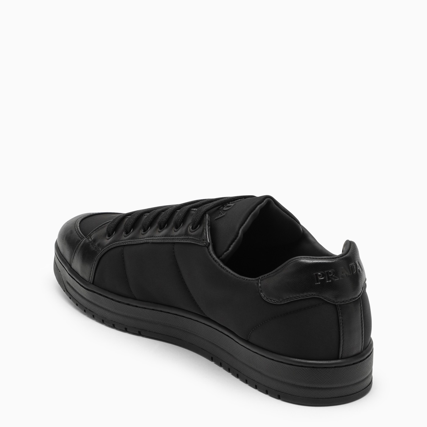 Prada Low black Re-Nylon and leather trainer | TheDoubleF