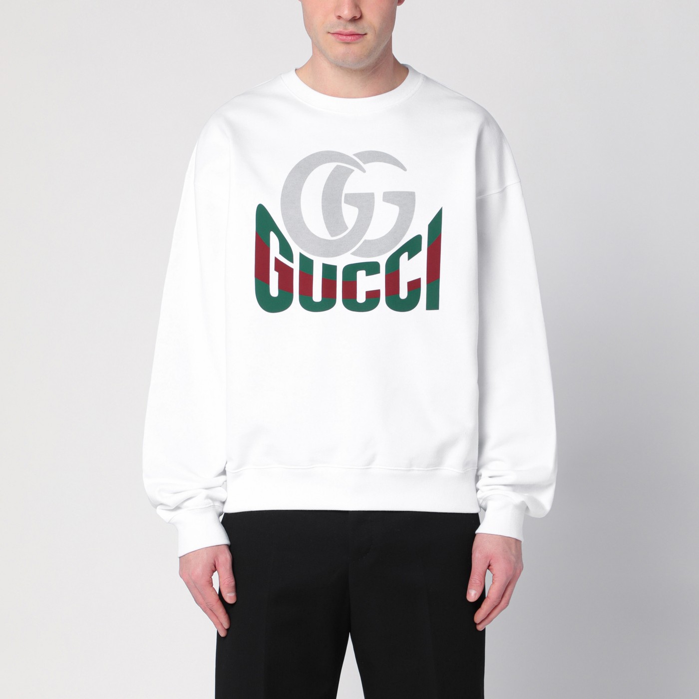 GUCCI White sweatshirt with logo print | TheDoubleF