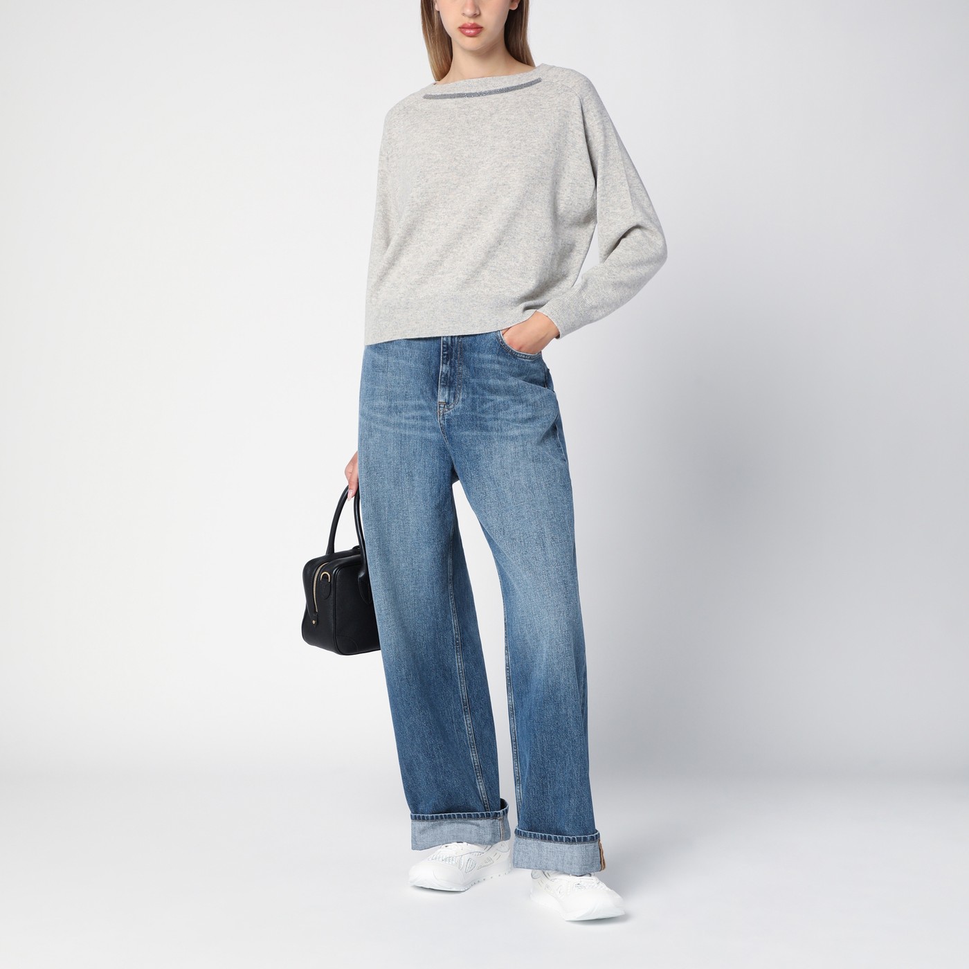 Brunello Cucinelli Greige cashmere sweater | TheDoubleF