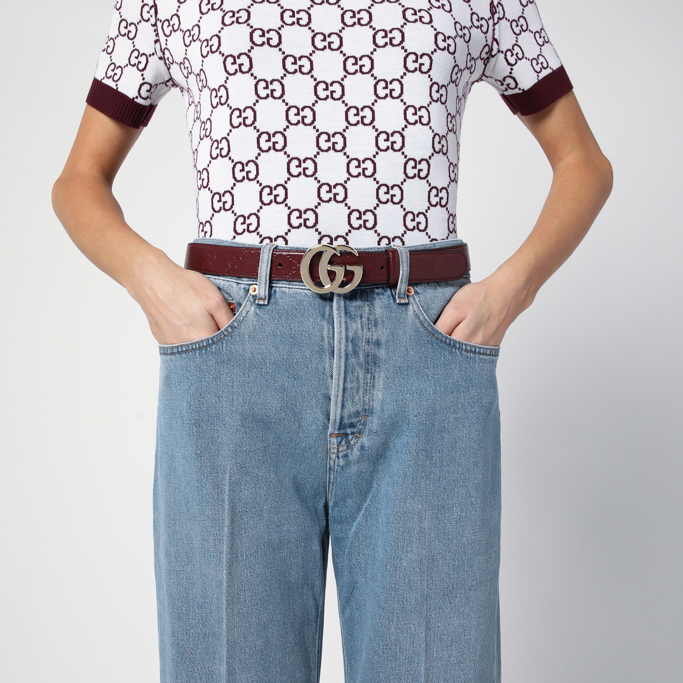 GUCCI Cintura GG Milano Rosso Ancora in pelle | TheDoubleF