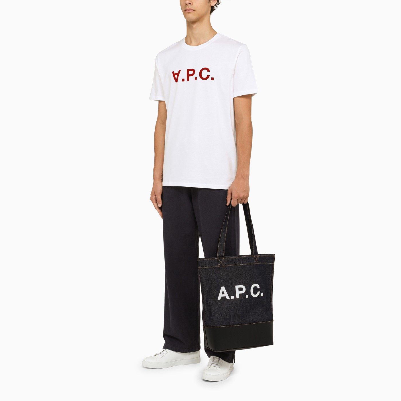 A.P.C. Blue denim tote bag with logo | TheDoubleF