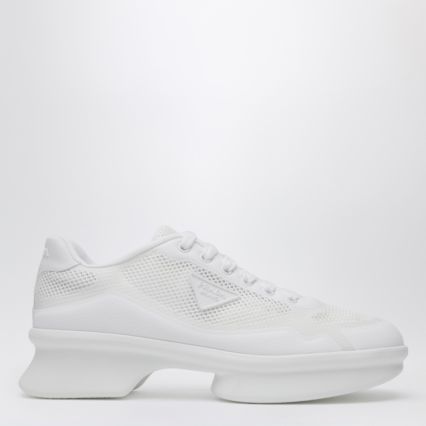 Prada White fabric and mesh low-top sneaker | TheDoubleF