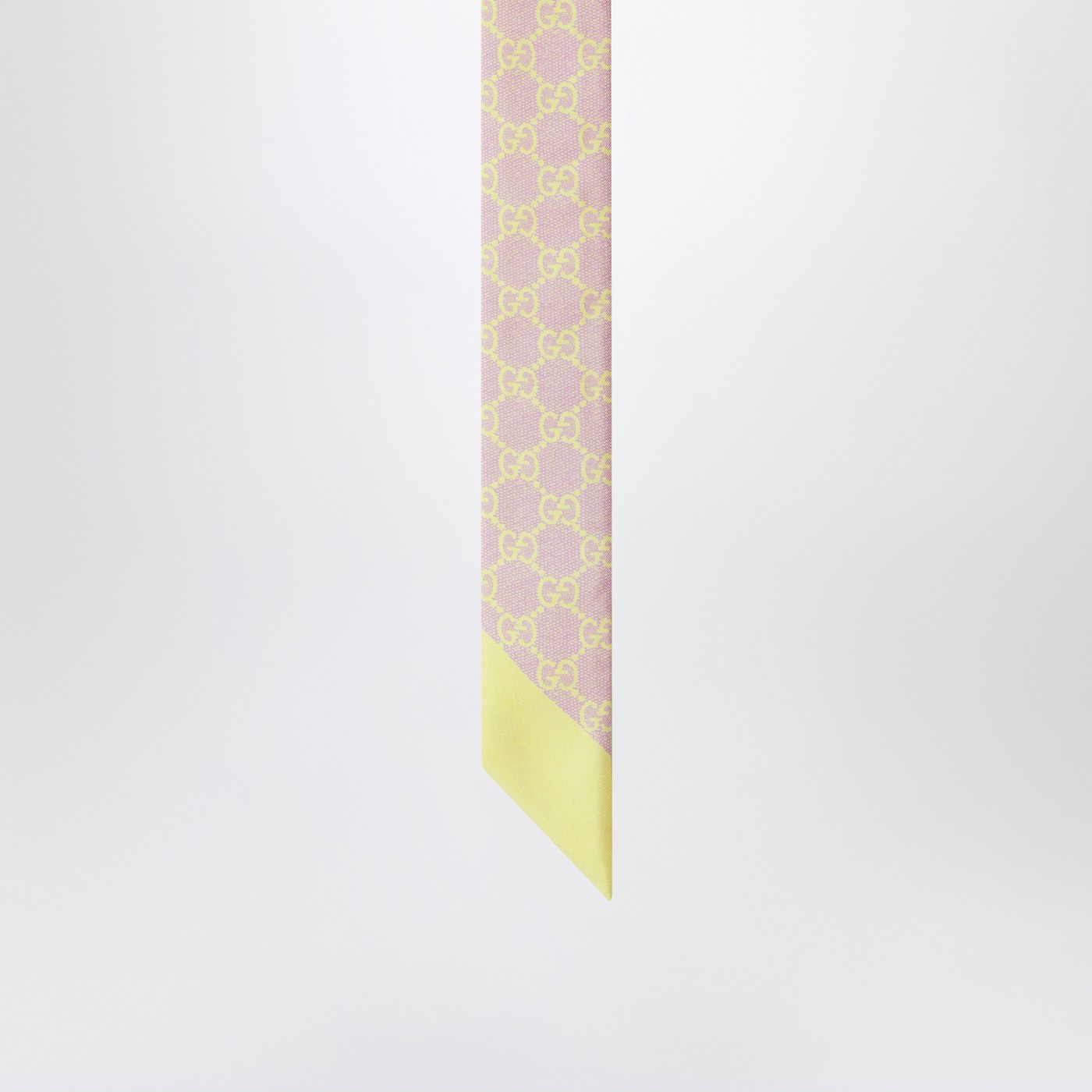 GUCCI Foulard fin en soie avec motif GG rose et jaune | TheDoubleF