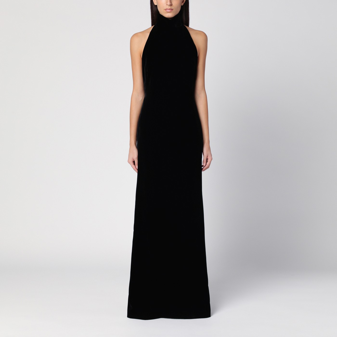 Max Mara Pianoforte Robe longue noire en velours | TheDoubleF