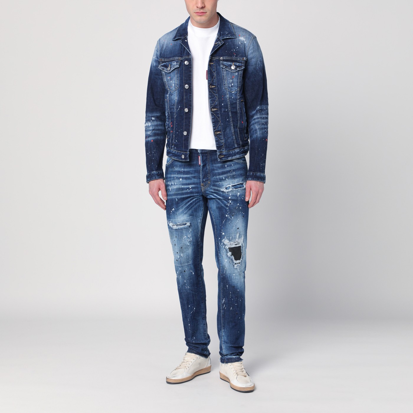 Dsquared2 Faded blue jeans with rips and splashes | TheDoubleF