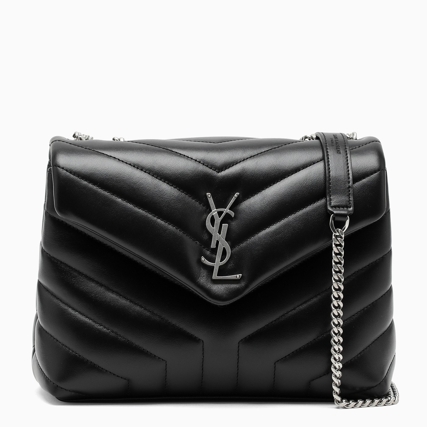 Saint Laurent Black/silver small YSL Loulou bag | TheDoubleF