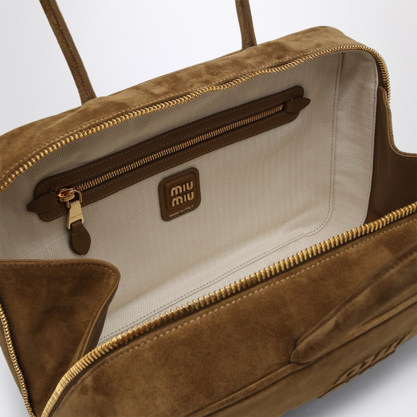 Miu Miu Beau Bag olive green in suede | TheDoubleF