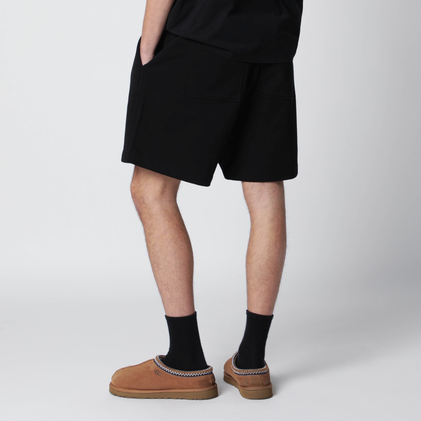 Represent Black cotton shorts with logo | TheDoubleF