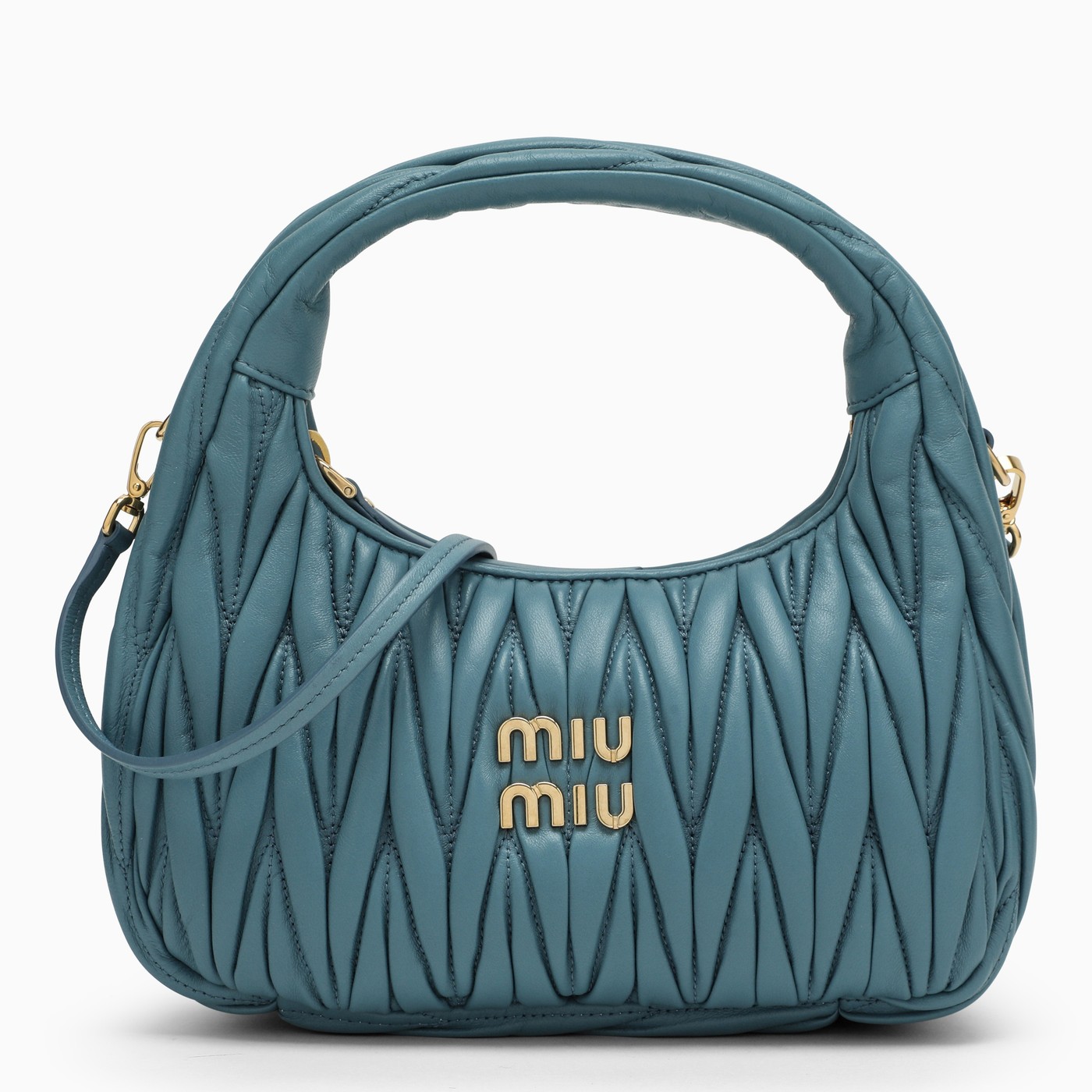 Miu Miu Sac en cuir matelassé Miu Wander bleu marine | TheDoubleF
