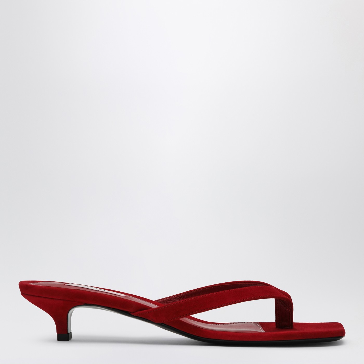 TOTEME Red thong sandal with heel in suede | TheDoubleF