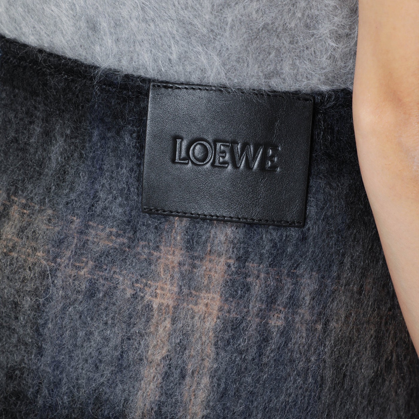 Loewe Blue checked mini skirt in mohair and wool blend | TheDoubleF