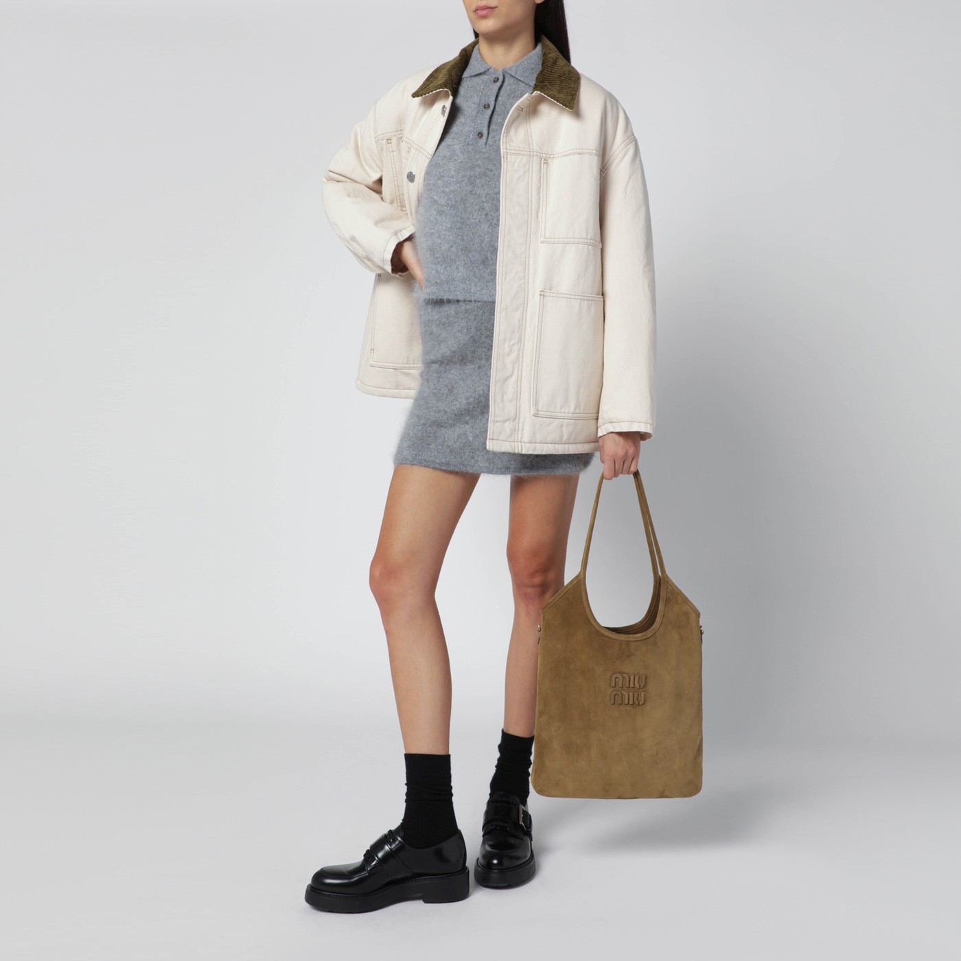 Miu Miu IVY handbag in olive green suede | TheDoubleF