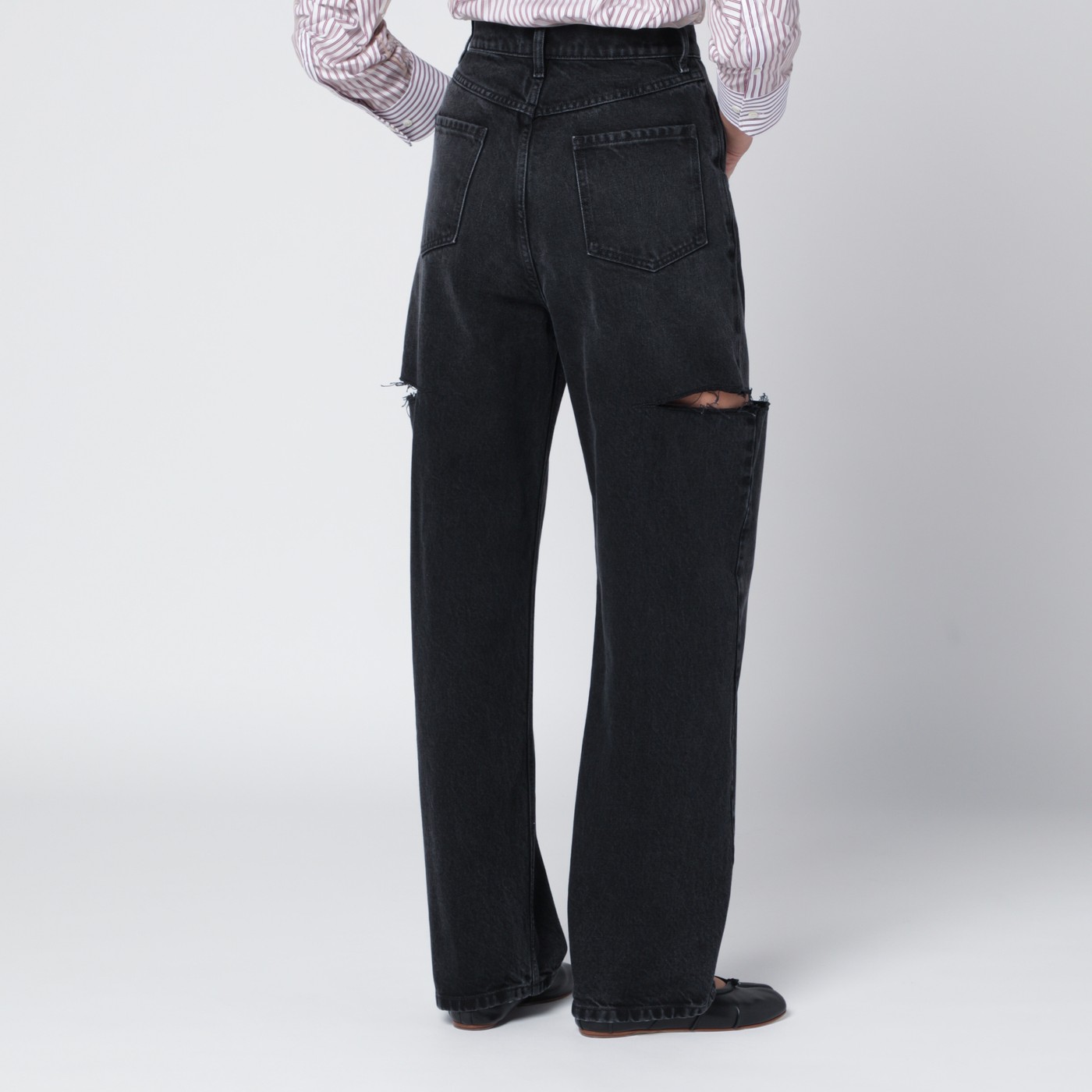 Maison Margiela Black washed jeans with side rips | TheDoubleF