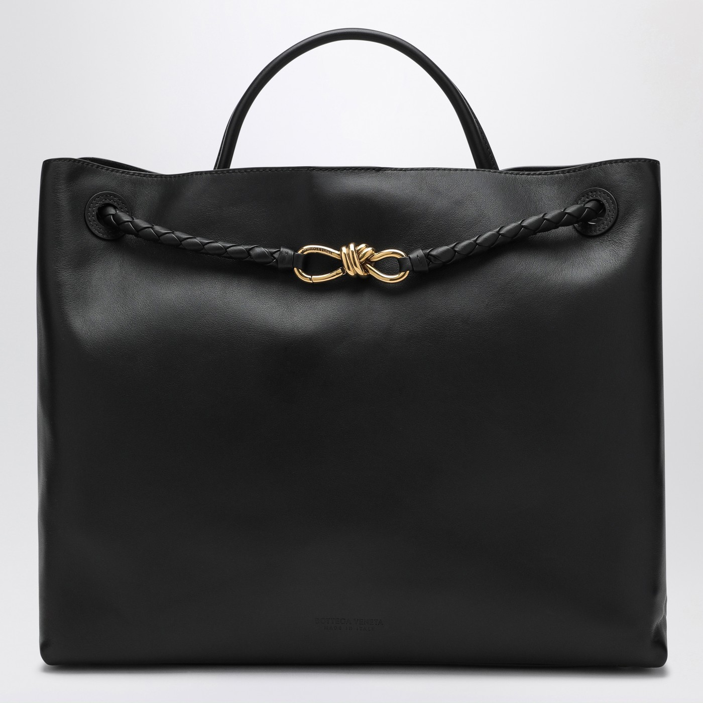 Bottega Veneta Andiamo large bag in black smooth leather | TheDoubleF