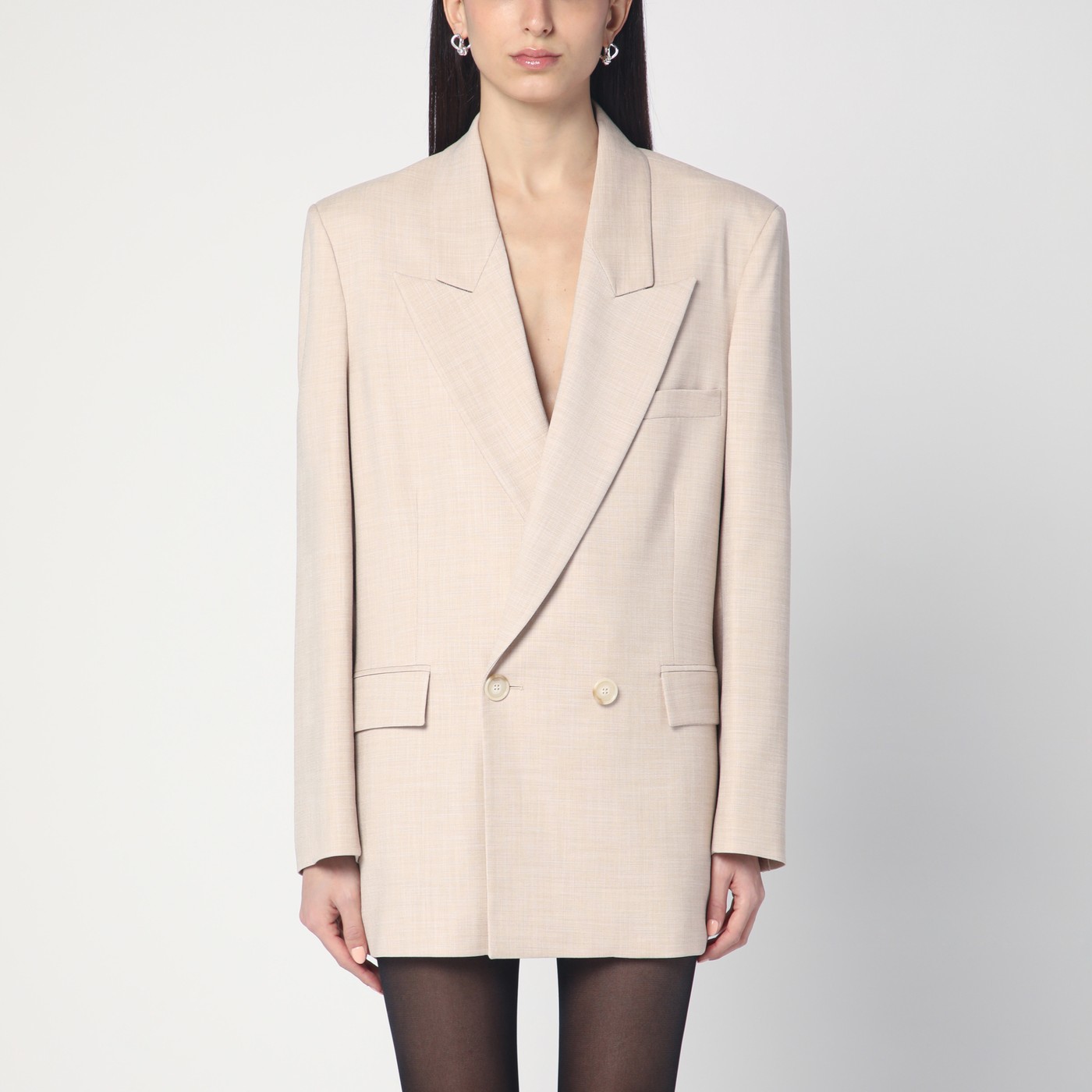 THE ANDAMANE Double-breasted sand-coloured jacket | TheDoubleF